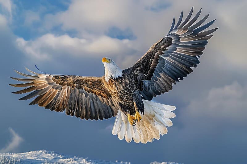 Eagle Flies in Colorful Sky Stock Illustration - Illustration of ...