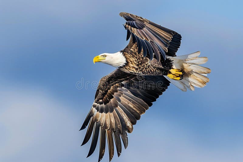 A Bald Eagle Flying in the Sky, with Sharp Focus, in a High Resolution ...