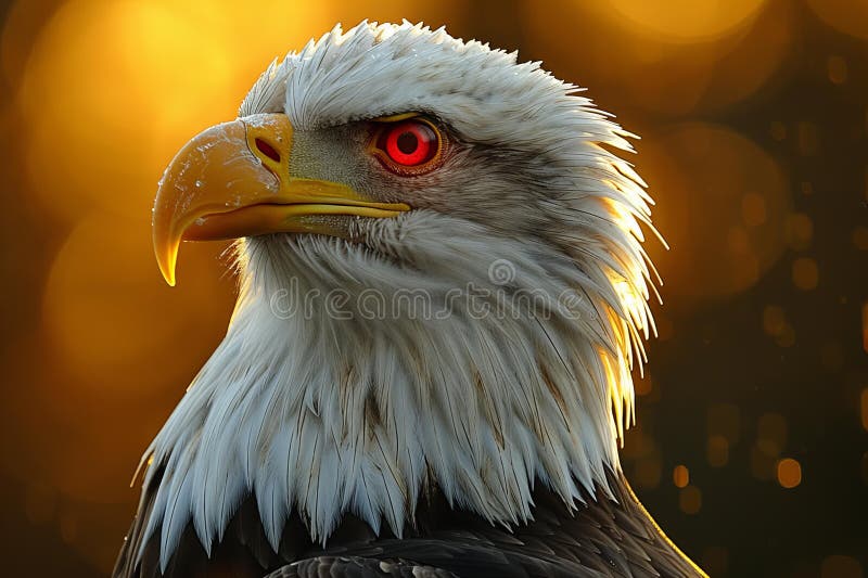 Illustration of Bald Eagle with Red Eyes Up Close, High Quality, High ...