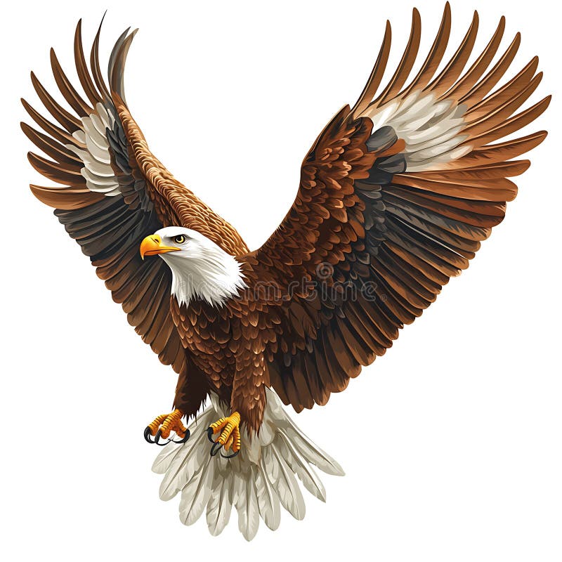 Illustration of a Bald Eagle Soaring with Wings Fully Spread. the Eagle ...