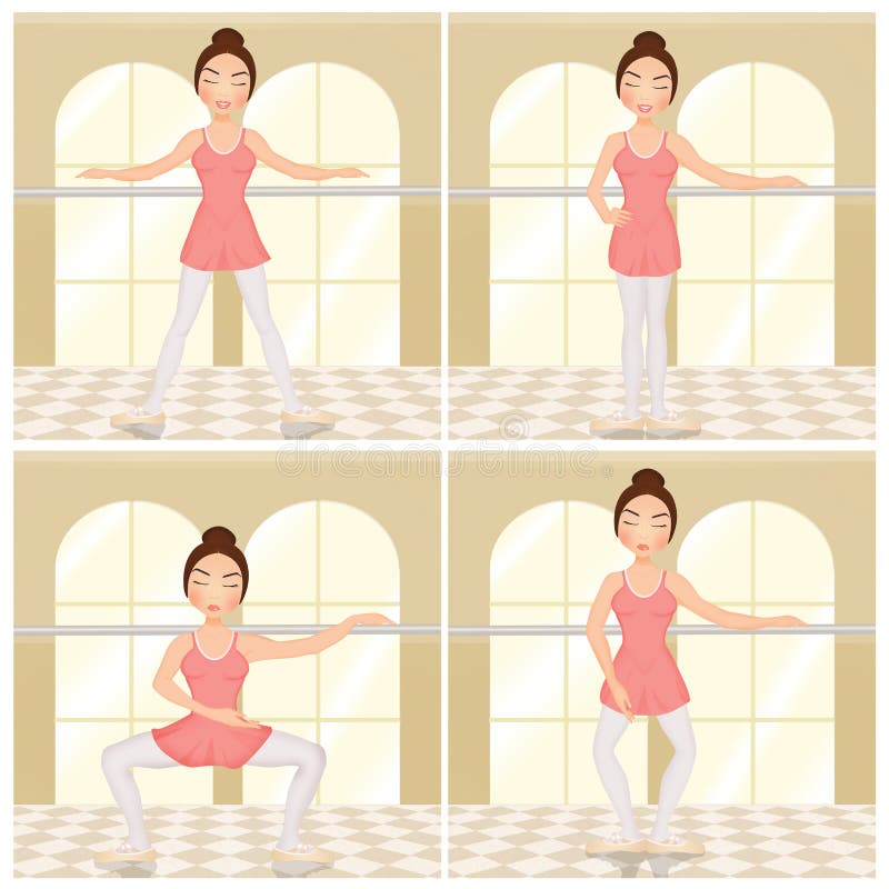 Various Ballet Poses Colorful Silhouette Vector Illustration Stock ...