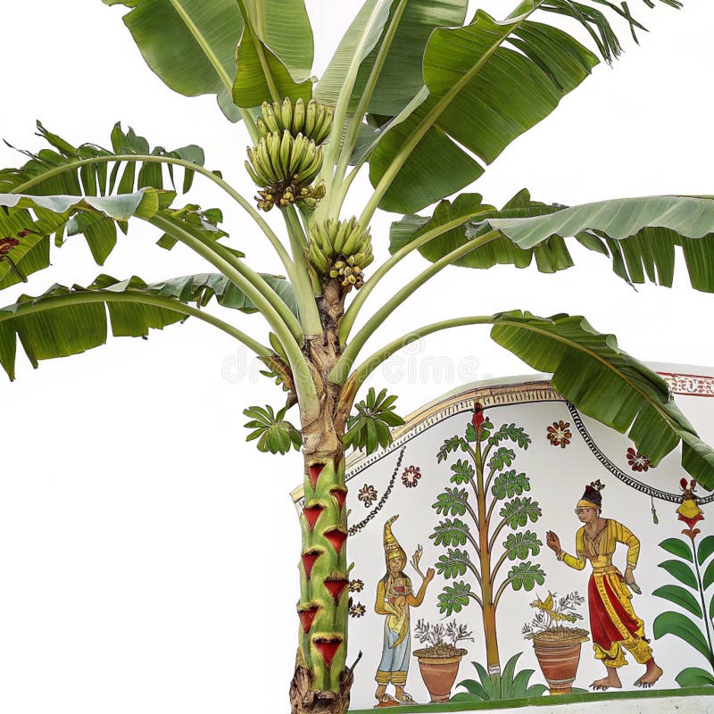 Banana Tree Indian Illustration on White Background Stock Image - Image ...