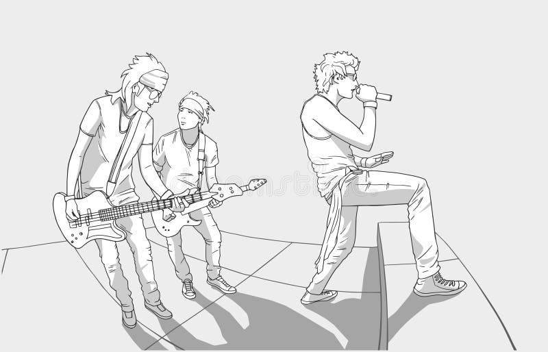 Illustration of Band Performing on Stage Stock Vector - Illustration of ...