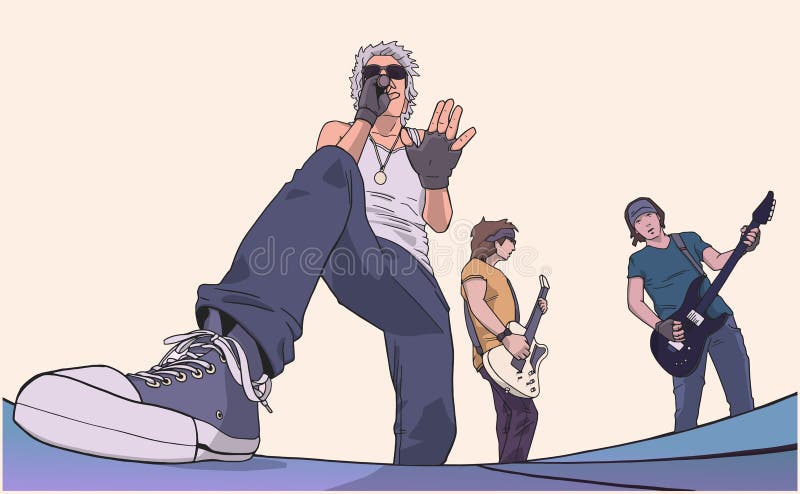 Illustration of Band Performing on Stage Stock Vector - Illustration of ...