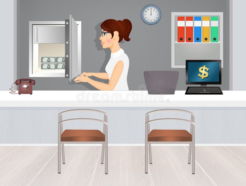 Illustration of Bank Counter Stock Illustration - Illustration of ...