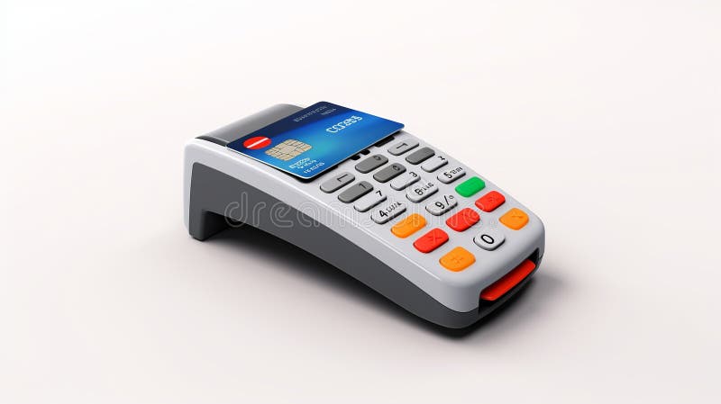 Illustration of Bank Card and Credit Card Reader Icon 3D Simple ...