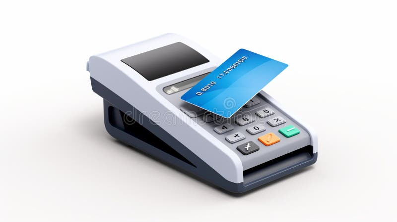 Illustration of Bank Card and Credit Card Reader Icon 3D Simple ...