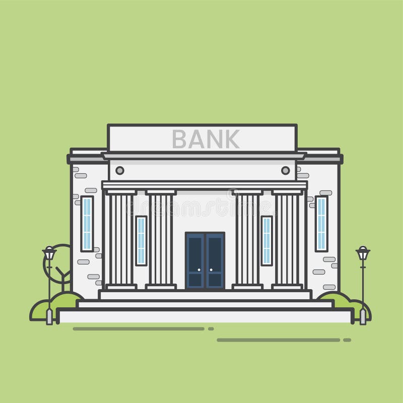 Illustration of Bank Isolated on Green Stock Illustration ...