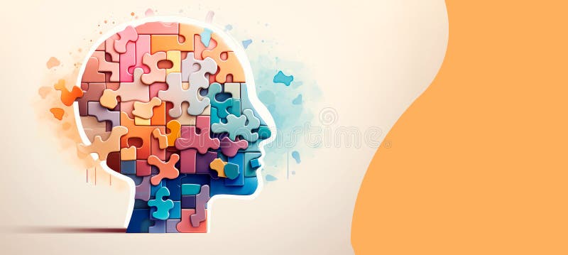 Header with Connecting Jigsaw Puzzle Pieces with Copy Space. Stock ...