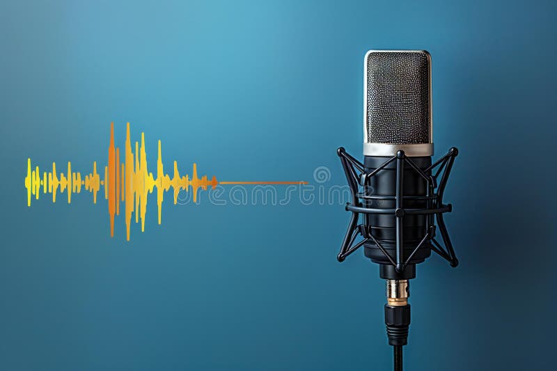 A Banner Featuring an Audio Wave with Sound Waves and a Microphone on a ...