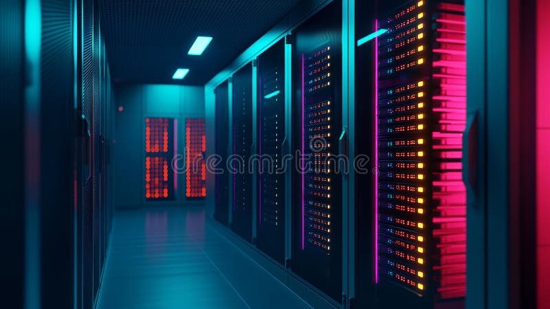 An Illustration Banner of a Server Room in a Data Center Filled with ...