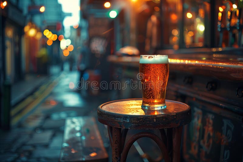 Illustration of Bar Stool with a Beer Sitting on Top, High Quality ...