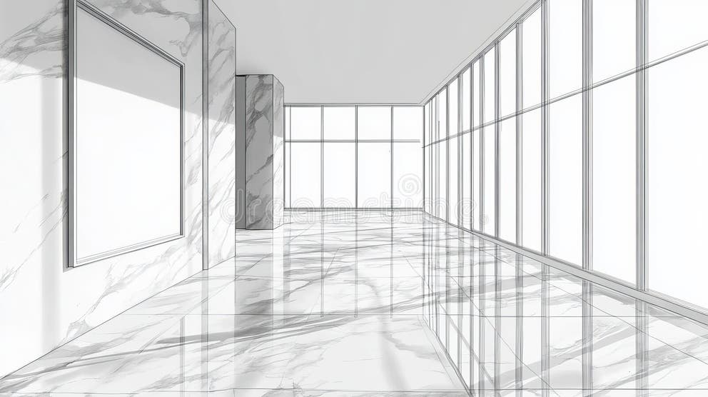 An Illustration of a Bare Room with a Sizable Window and a Plain Wall ...