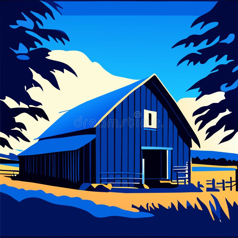 Illustration of a Barn on the Beach at Sunset. AI Generated Stock ...
