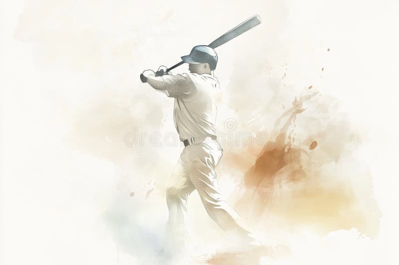 Illustration of Baseball Player Hitting the Ball. Generative AI. Stock ...