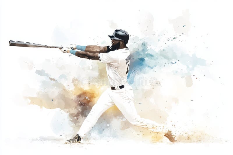 Illustration of Baseball Player Hitting the Ball. Generative AI. Stock ...