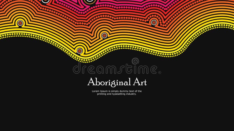 Aboriginal Design Gradient Vector Banner with Text Stock Illustration ...