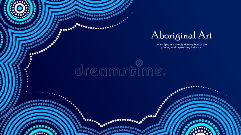 Blue Aboriginal Dot Art Vector Banner with Text. Stock Illustration ...