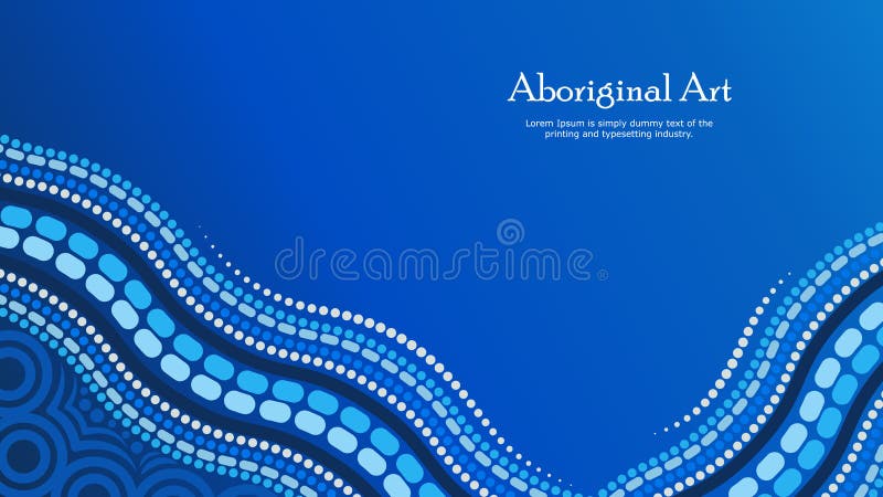 Blue Aboriginal Dot Art Vector Banner with Text. Stock Illustration ...