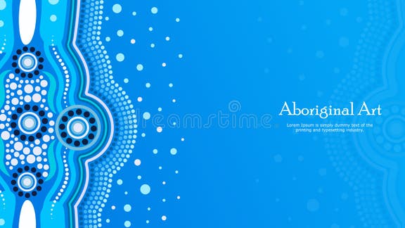 Aboriginal Dot Art Blue Vector Banner with Text. Stock Illustration ...