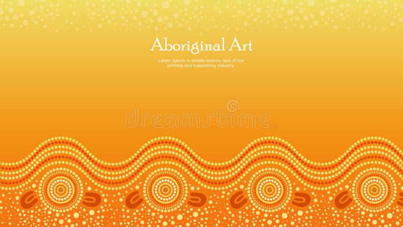 Yellow Aboriginal Dot Art Vector Banner with Text. Stock Illustration ...