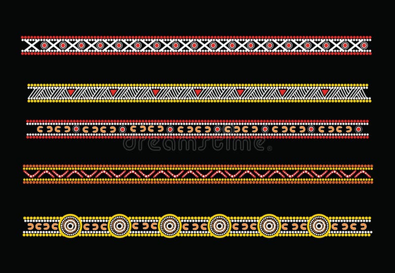 Set of Aboriginal Dot Art Border Design Stock Illustration ...
