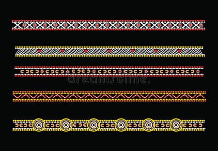 Set of Aboriginal Dot Art Border Design Stock Illustration ...