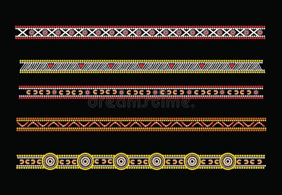 Set of Aboriginal Dot Art Border Design Stock Illustration ...