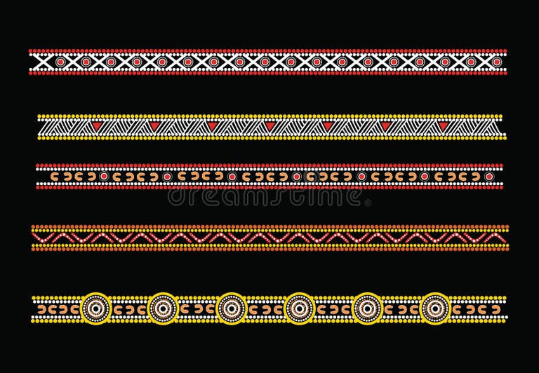 Set of Aboriginal Dot Art Border Design Stock Illustration ...