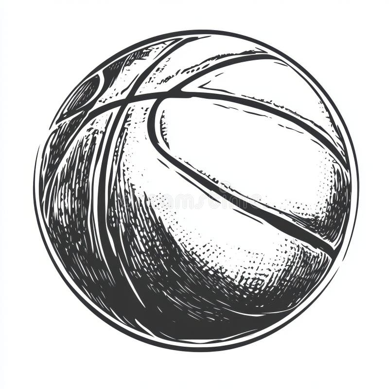 Illustration of a Basketball with Detailed Textured Lines Stock ...