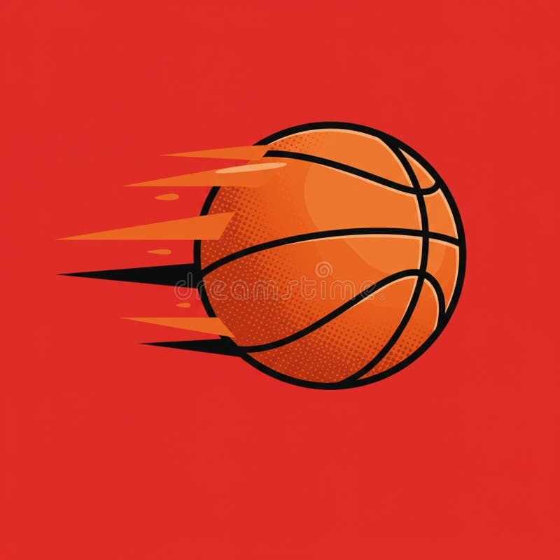 An Illustration of a Basketball in Motion Against a Solid Red ...