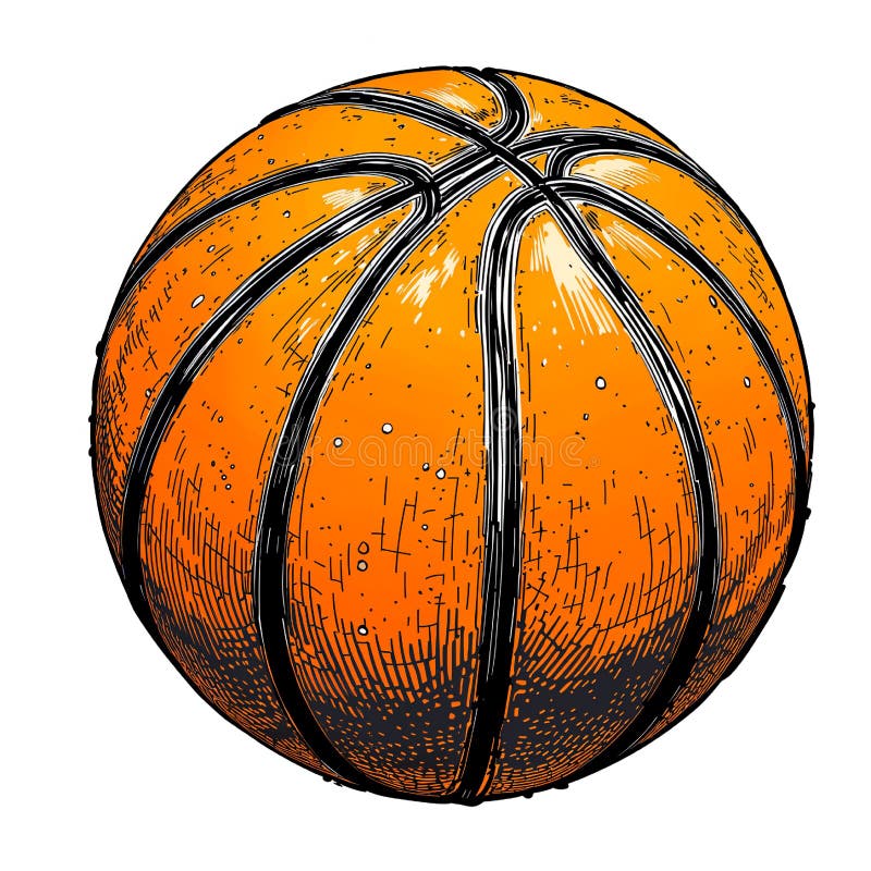 Detailed Illustration of a Basketball with Intricate Shading and ...