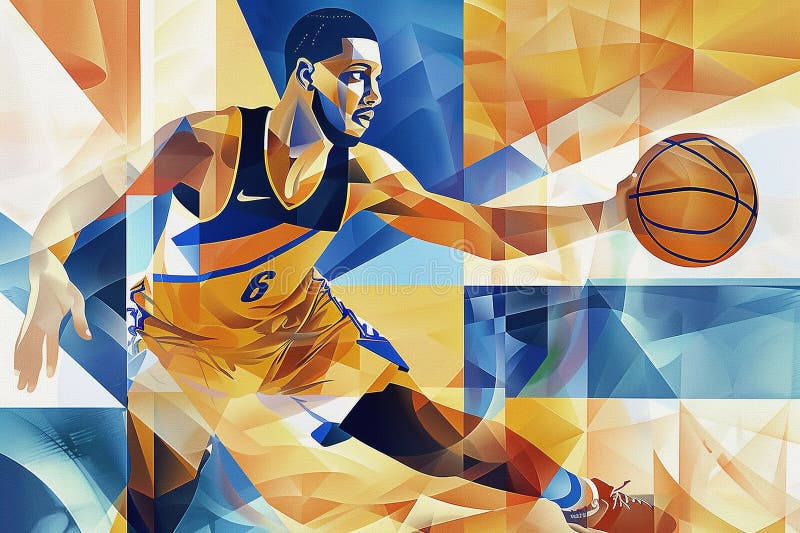 Illustration of Basketball Player, Geometric Forms. Generative AI ...