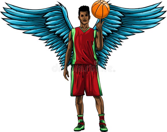 Vector Illustration of Basketball Player with Wing Stock Vector ...