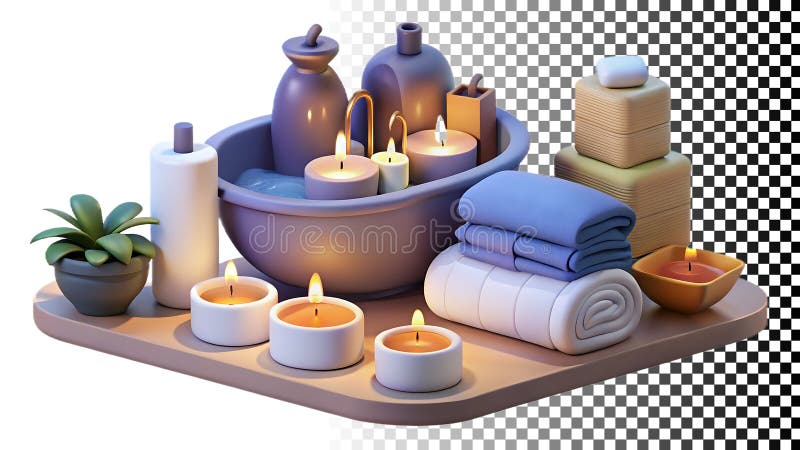 Spa Bath Setup with Candles, Relaxation Wellness Atmosphere Graphic Png ...