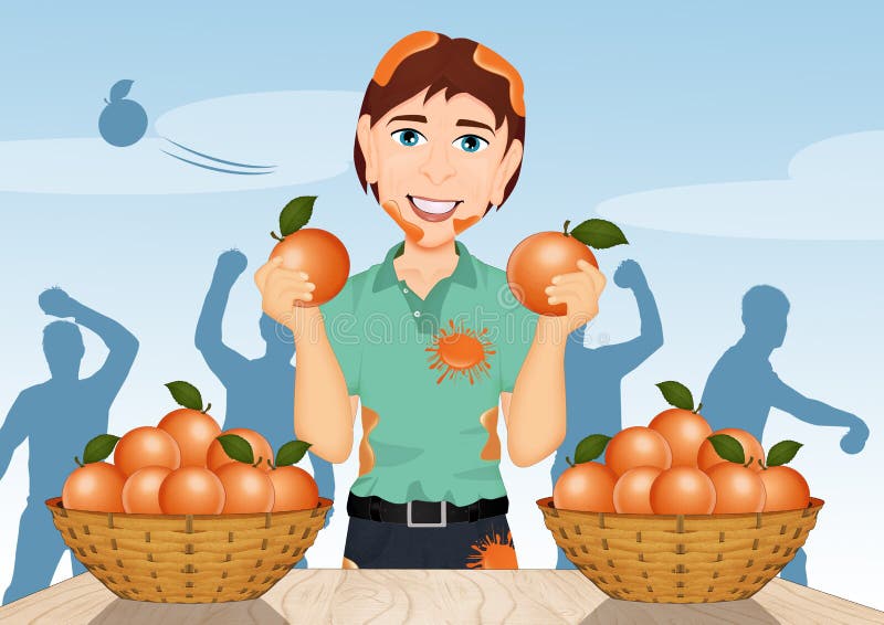 Illustration of the Battle of the Oranges Stock Illustration ...