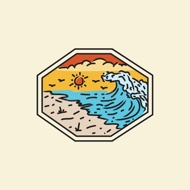 Illustration Beach Badge and Emblem Design Vector Stock Illustration ...