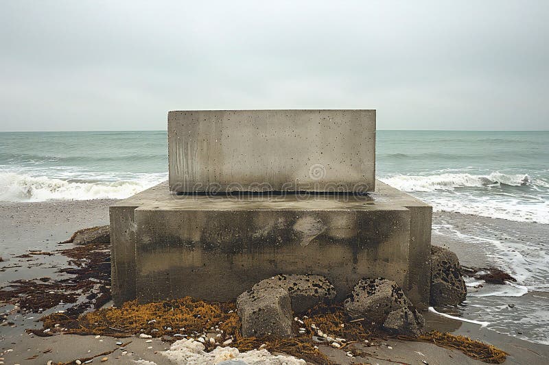 Illustration of Beach Concrete Box with Ocean Background To Use on ...