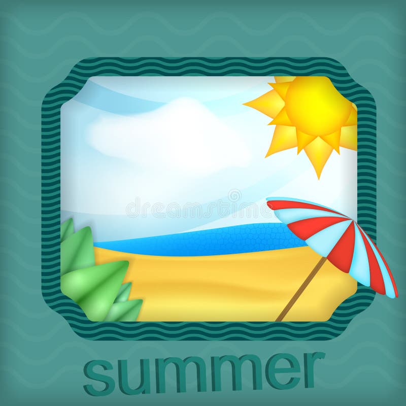 Illustration of a Beach in the Frame. Stock Vector - Illustration of ...