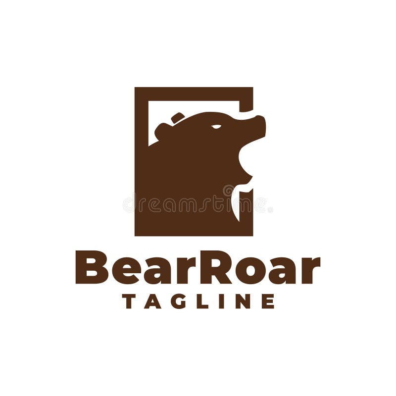 Illustration of Bear Roaring Inside a Rectangle. Vintage Bear Logo ...