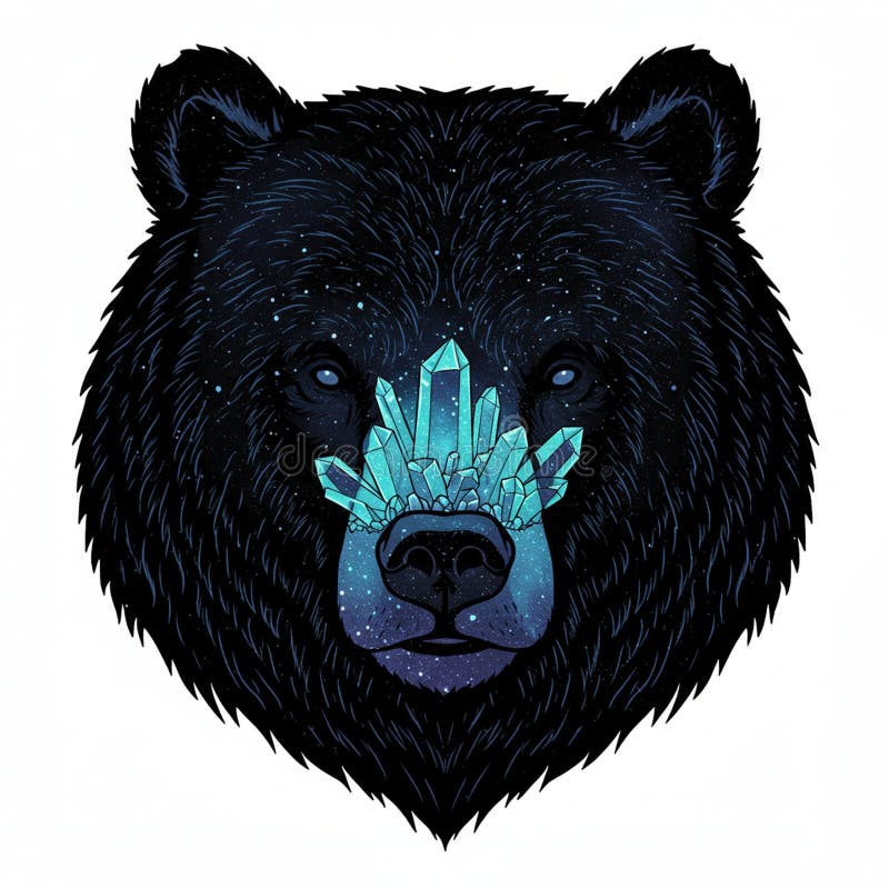 Illustration of a Bear S Head Featuring a Surreal Design. the Bear S ...