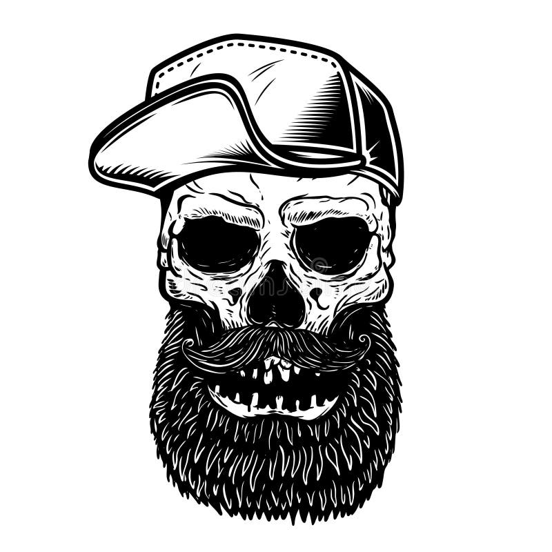 Bearded skull stock vector. Illustration of cool, character - 60260819
