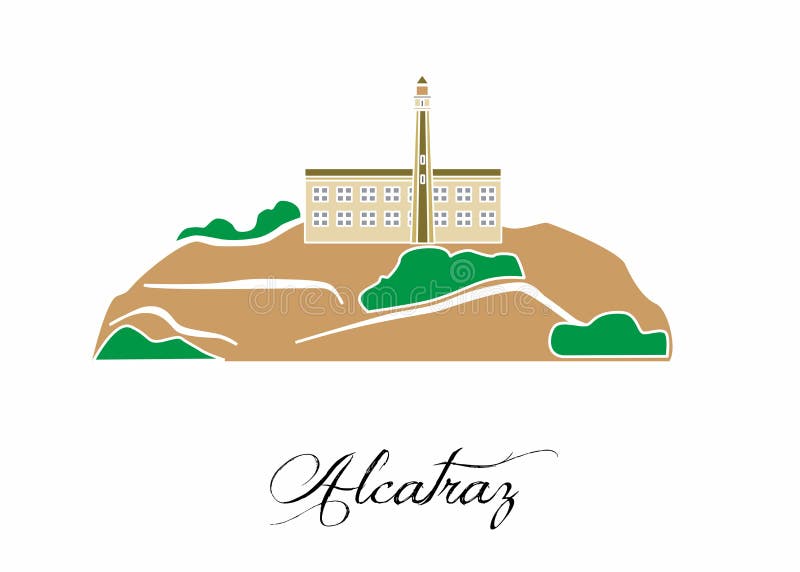 The Illustration with the Beautiful Alcatraz USA Stock Vector ...