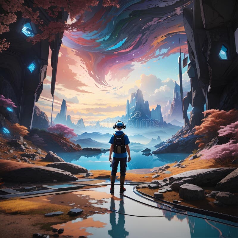 Illustration of a Virtual World. Metaverse World. Stock Illustration ...