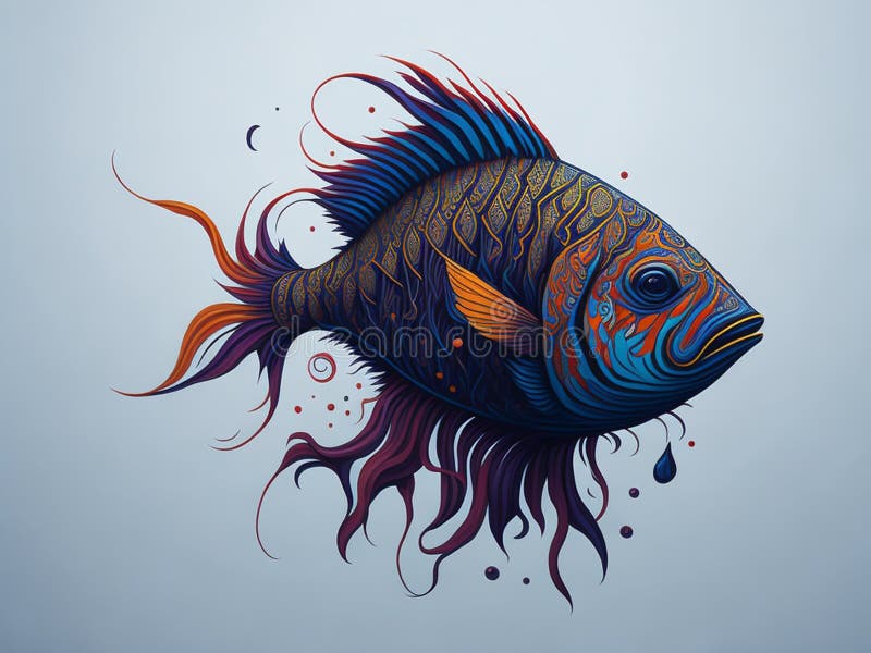 Illustration of Beautiful and Colorful Fish with Intricate Patterns on ...