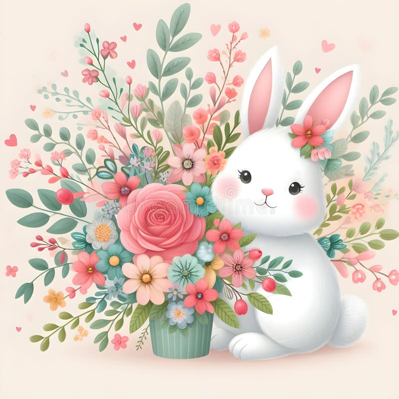 Beautiful cute bunny stock illustration. Illustration of text - 310372847