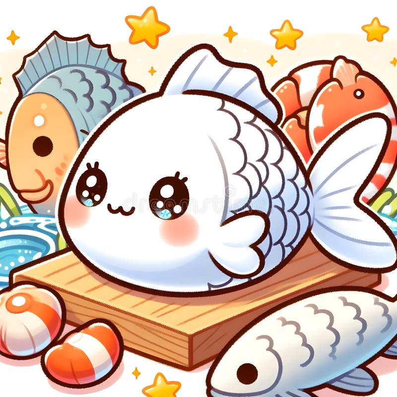 Beautiful cute fish stock illustration. Illustration of print - 312529216