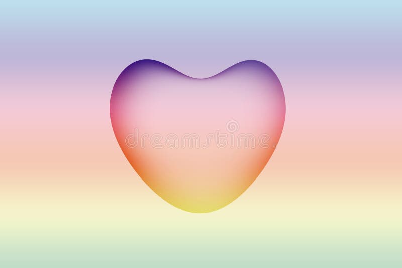 Beautiful 3D Heart on Pastel Rainbow Color Backdrop Stock Illustration ...