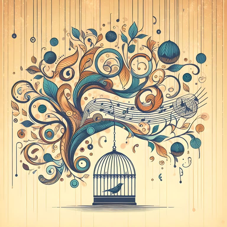 Beautiful Decorative Tree with Cage Stock Illustration - Illustration ...