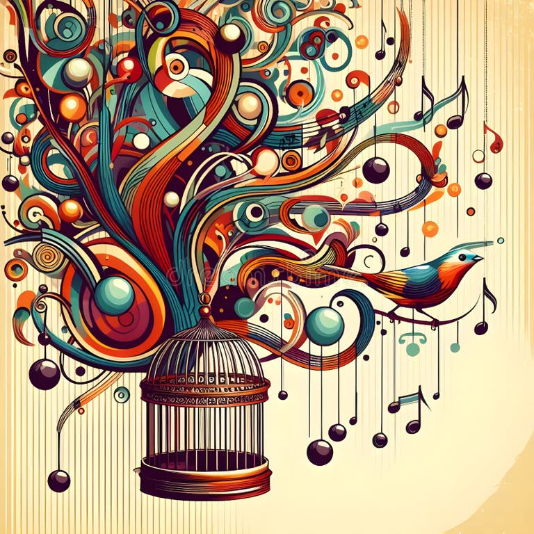 Beautiful Decorative Tree with Cage Stock Illustration - Illustration ...